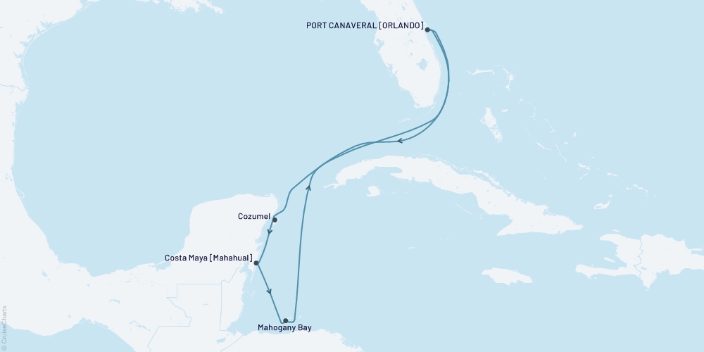 Carnival Caribbean Cruise Map